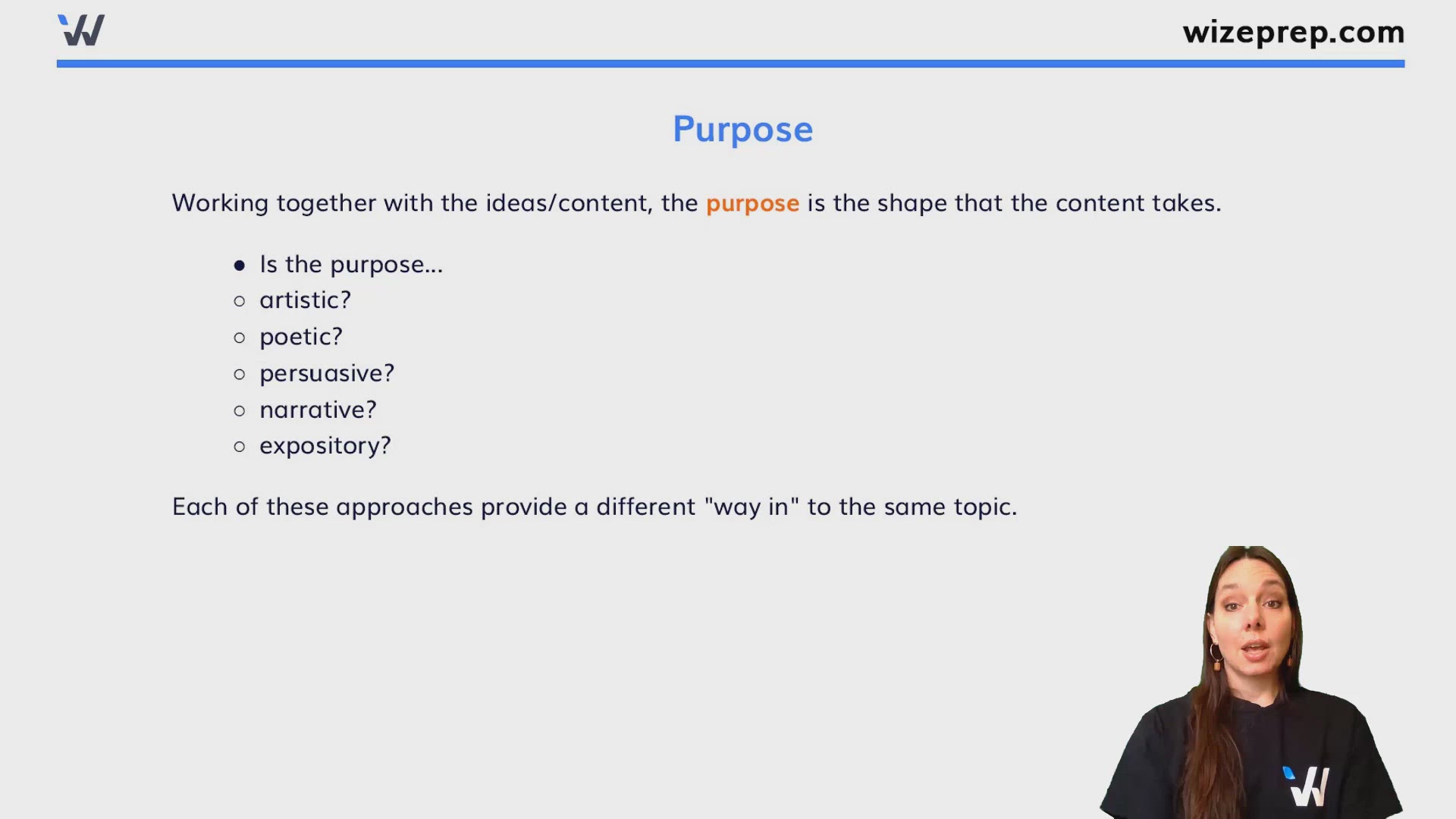 Topic, Purpose & Audience - Wize Core English Textbook | Wizeprep