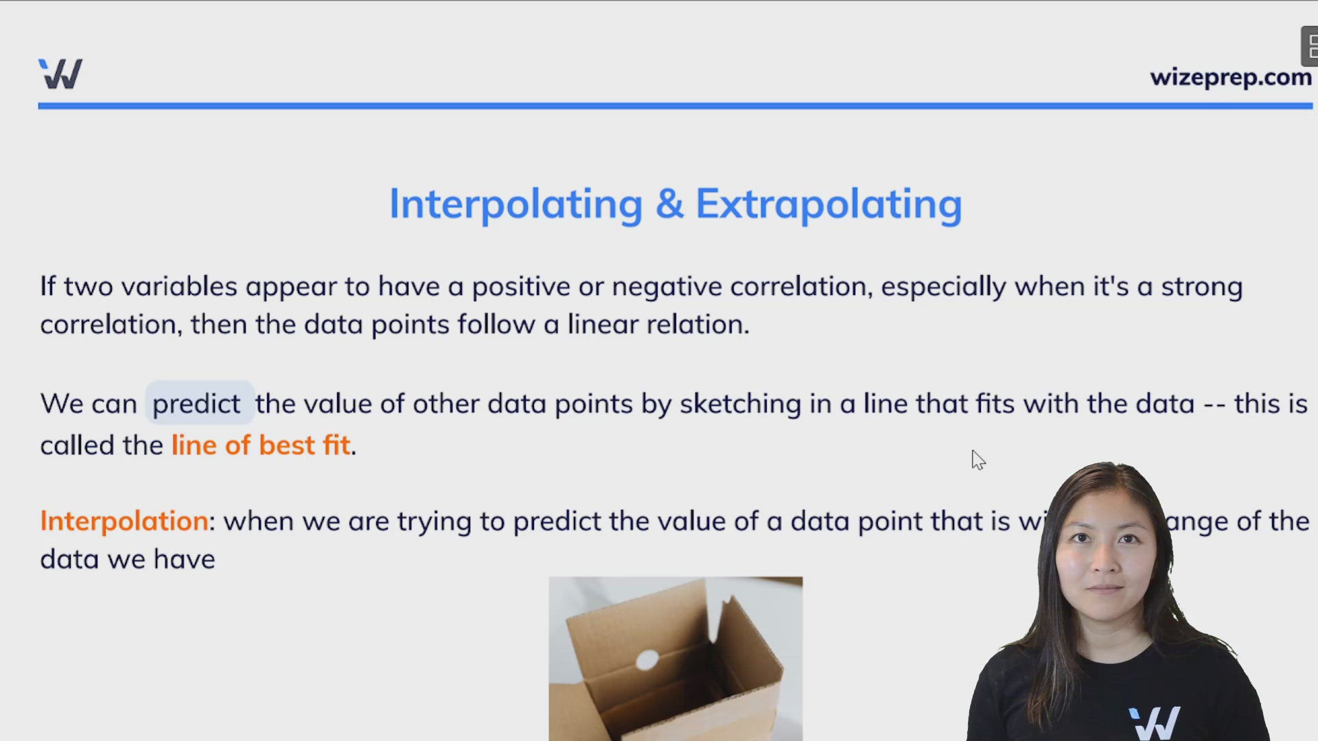 Correlation, Interpolation & Extrapolation - Wize High School Grade 9 ...