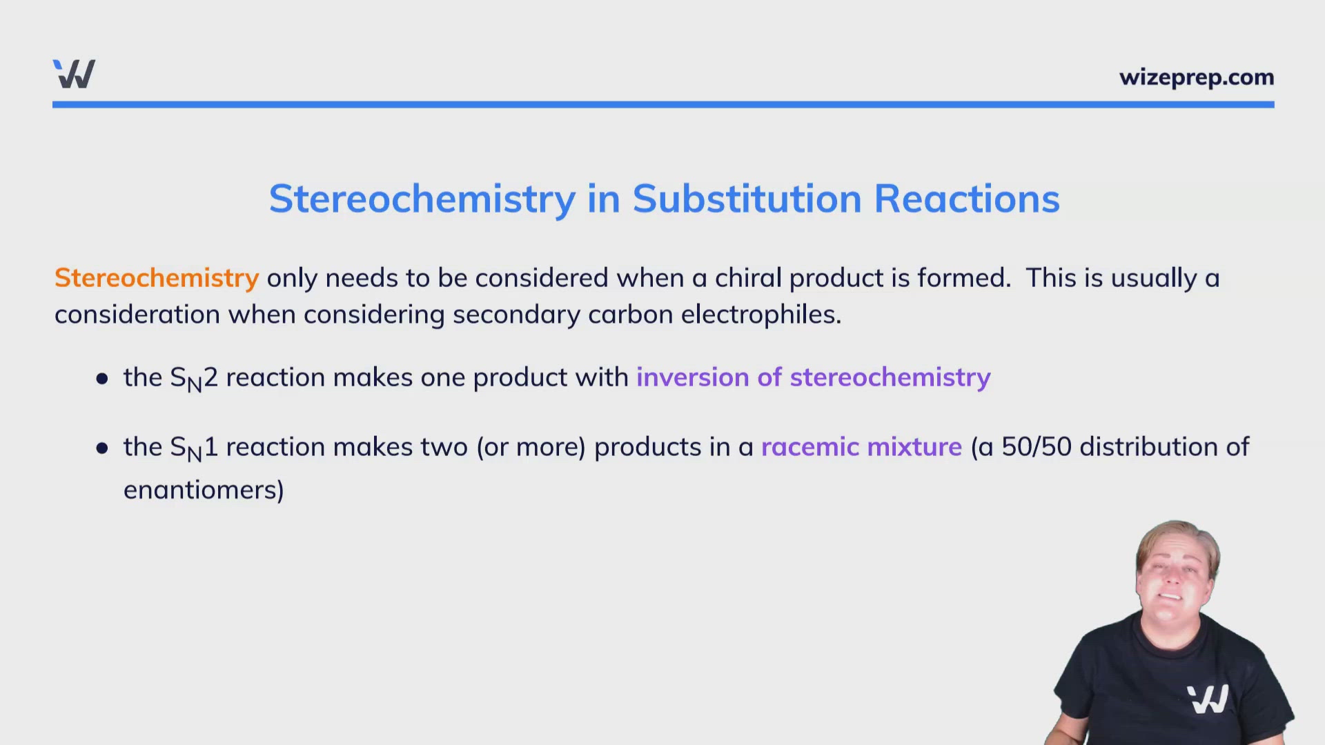 Stereochemistry in Substitution Reactions - Wize University Organic ...