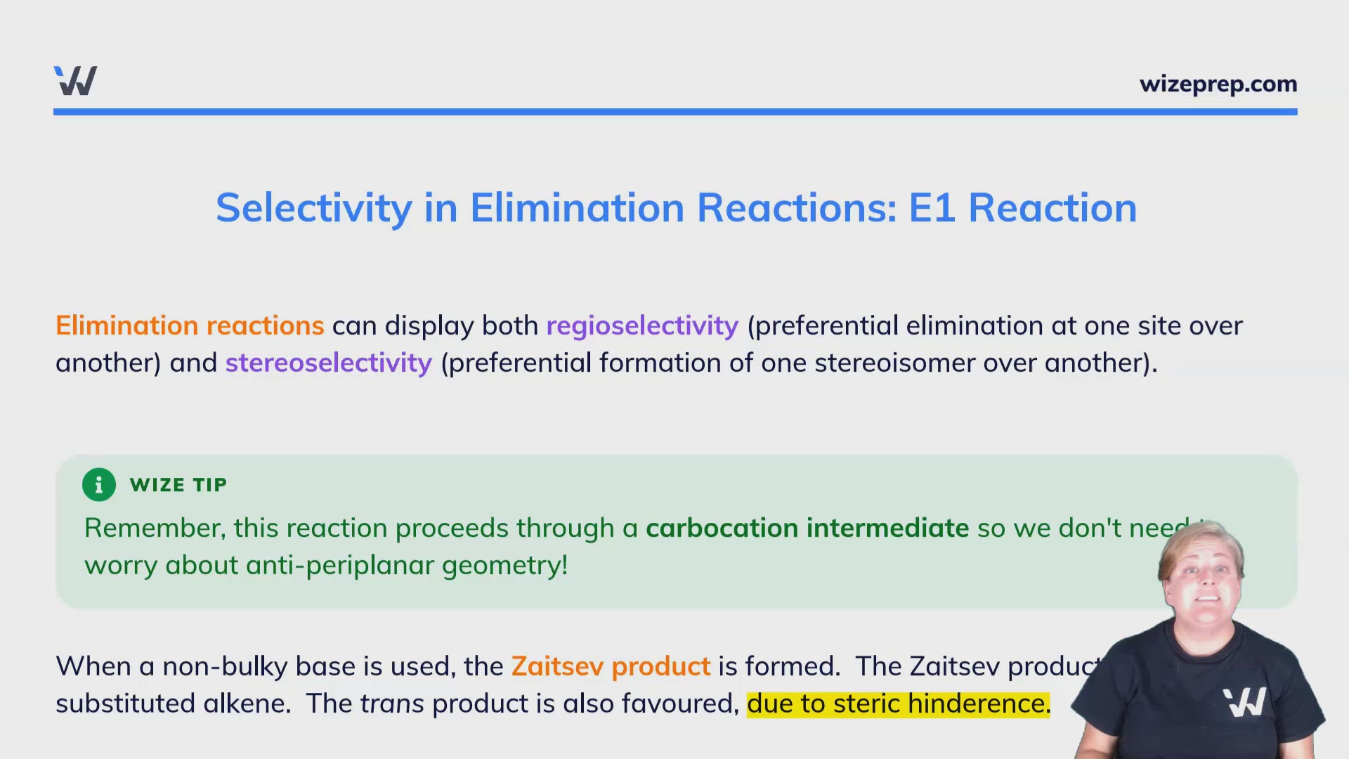 Selectivity in Elimination Reactions - Wize University Organic ...