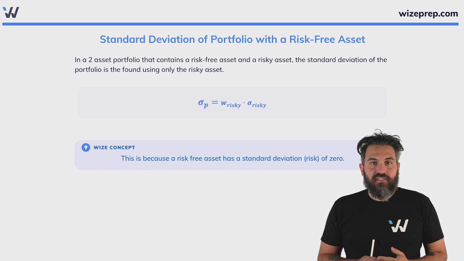 Portfolio Standard Deviation (Special Cases) - Wize University Introduction to Finance Textbook ...