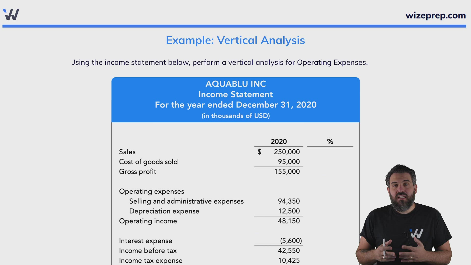 Vertical Analysis - Wize University Introduction to Financial ...