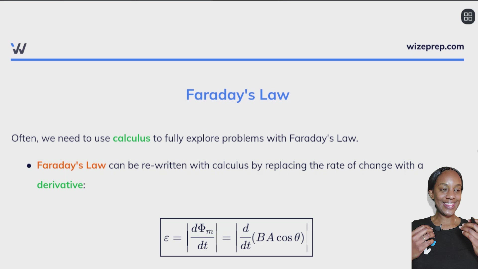 Faraday's Law of Induction - with calculus - Wize University Physics ...
