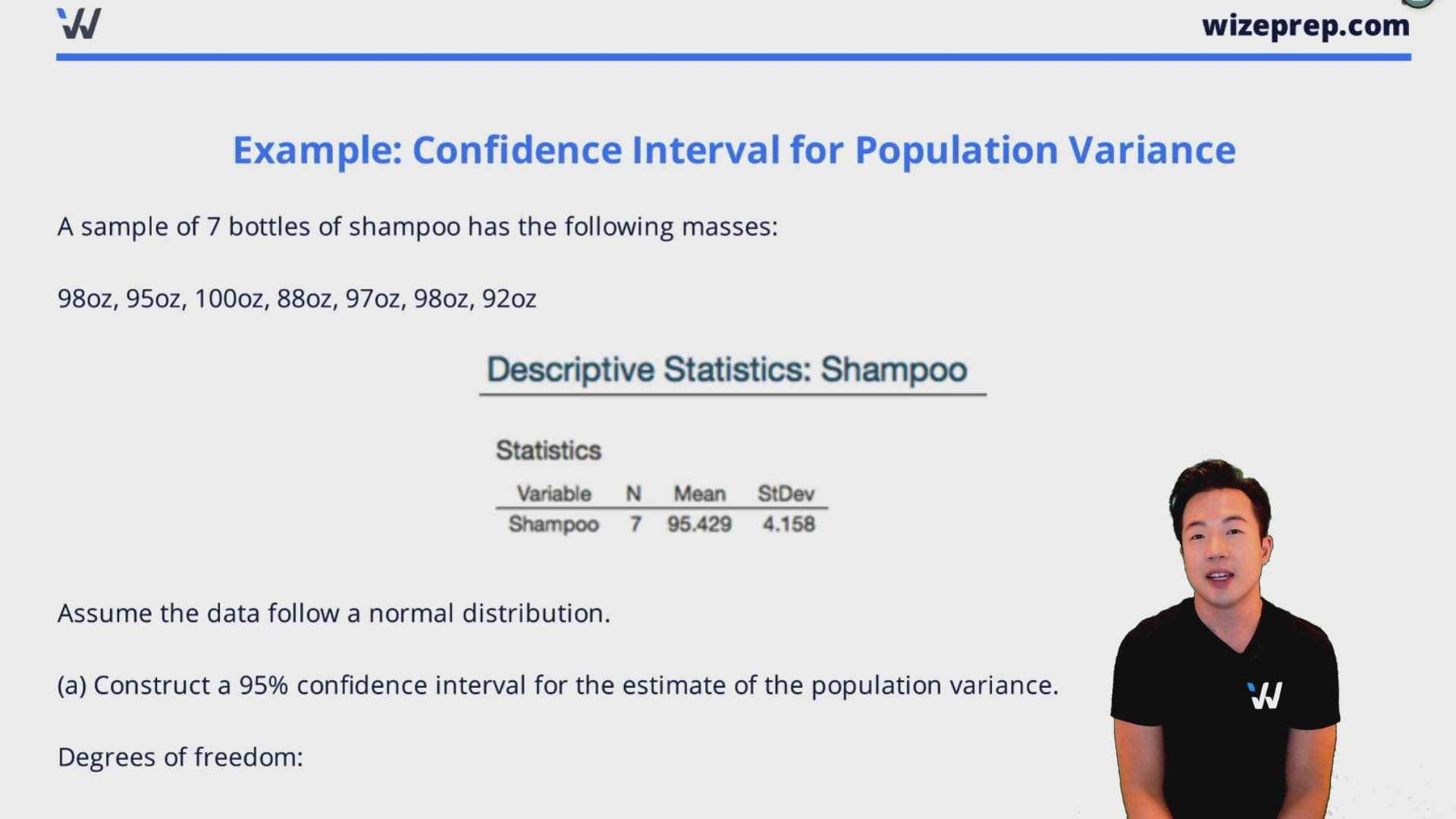 Confidence Interval for Population Variance - Wize University ...