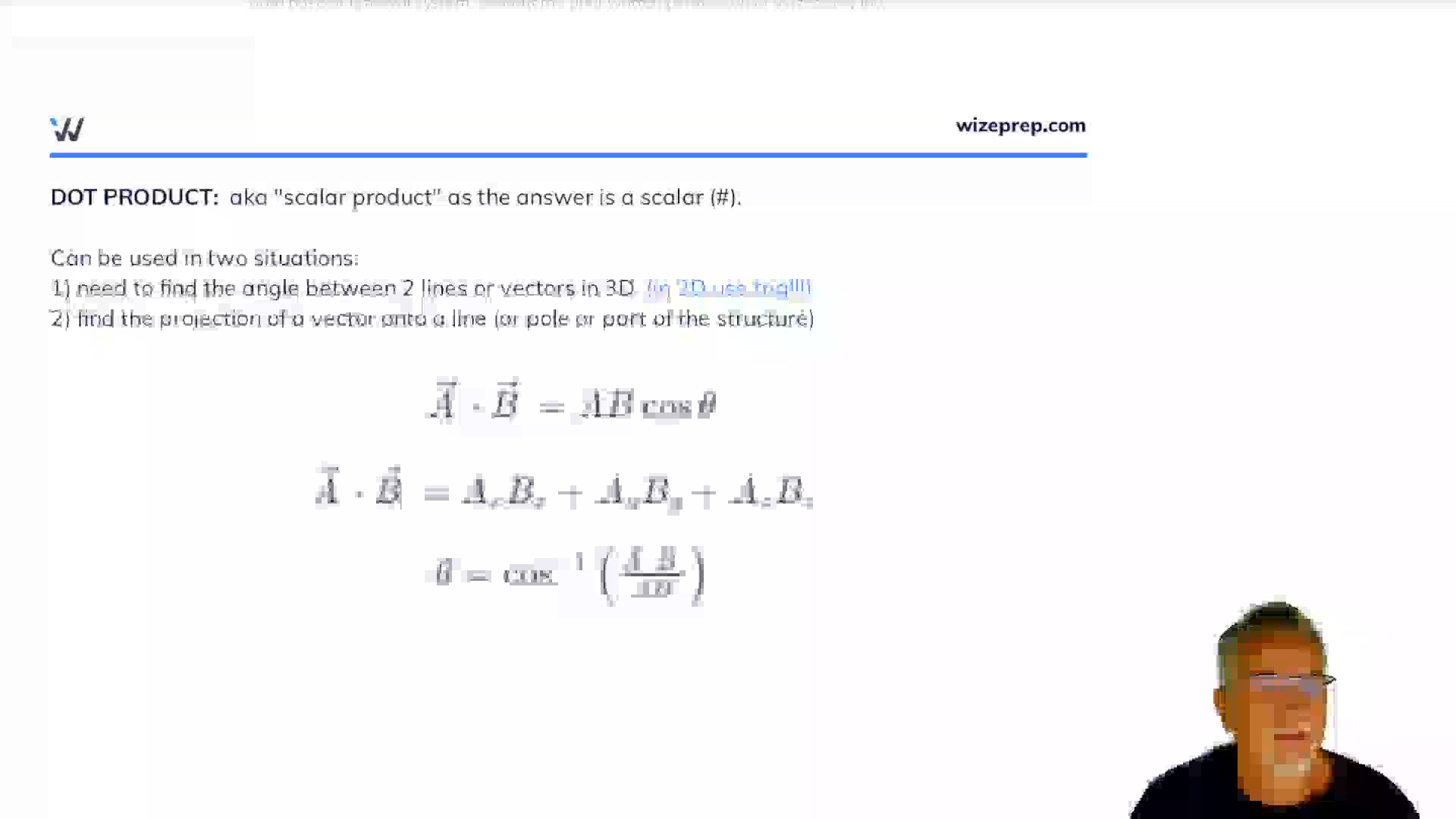 Dot Product - Wize University Statics Textbook (Master) | Wizeprep