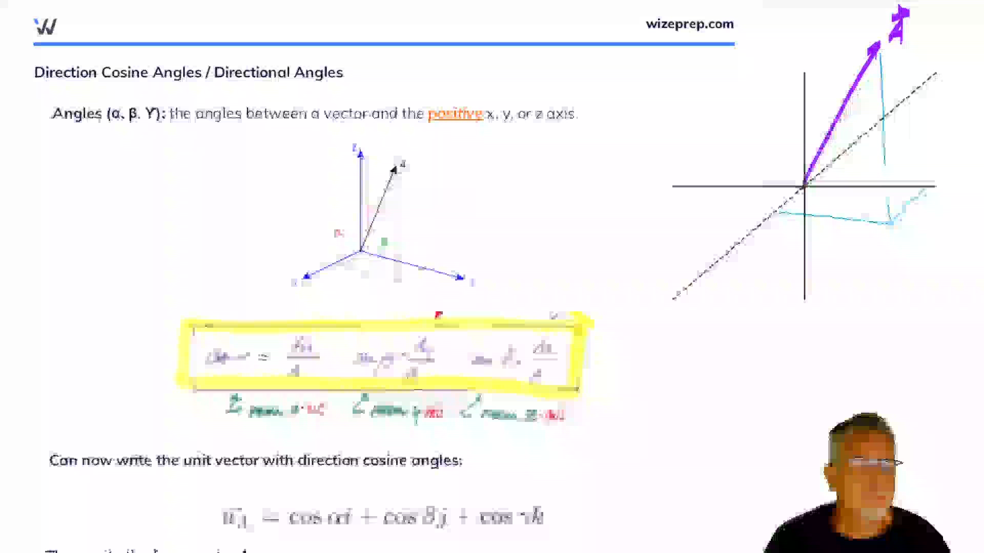 Direction Cosine Angles - Wize University Statics Textbook (Master) | Wizeprep