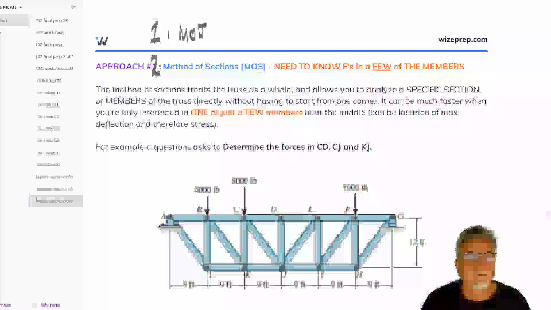 Method of Sections - Wize University Statics Textbook (Master) | Wizeprep